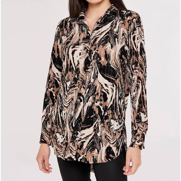 APRICOT | Tops | New Apricot Marble Print Blouse In Black | Poshmark